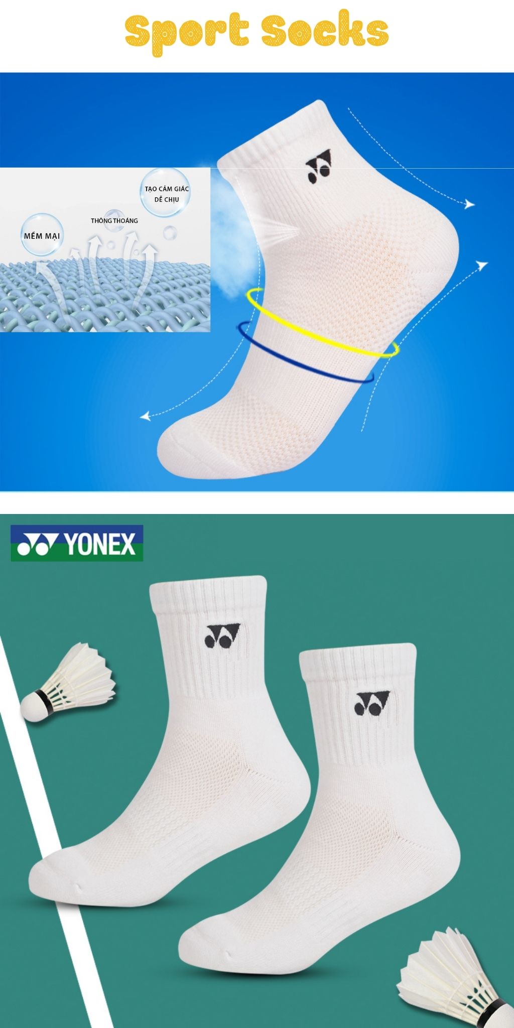 Yonex badminton socks, Yonex sports socks made of cotton, thick with ...