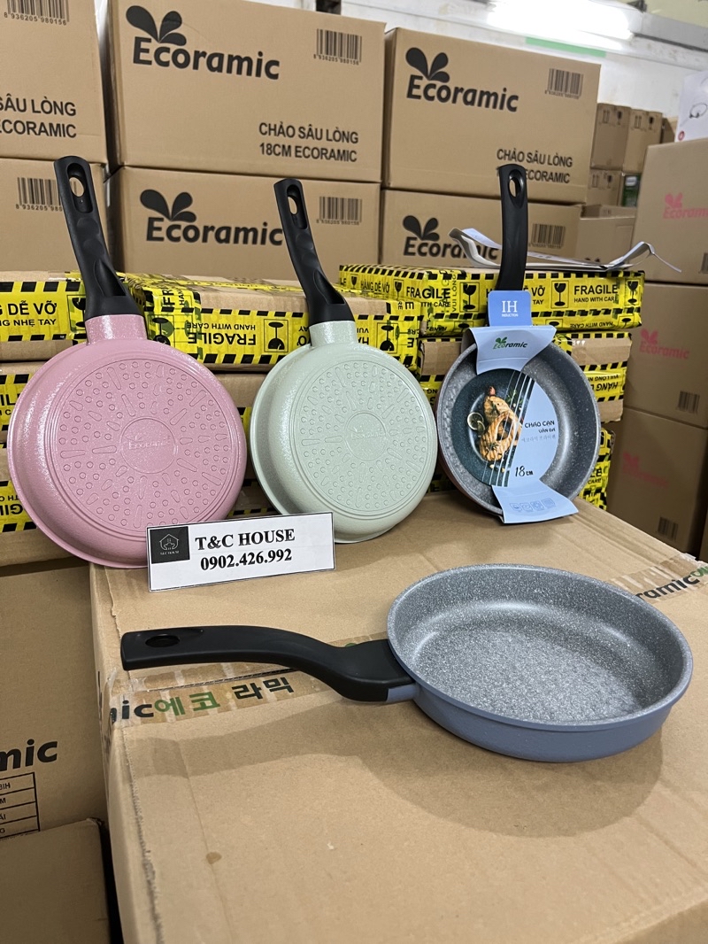 ECORAMIC Small Size 18cm Non-Stick Pan for Frying Eggs and Cooking with ...