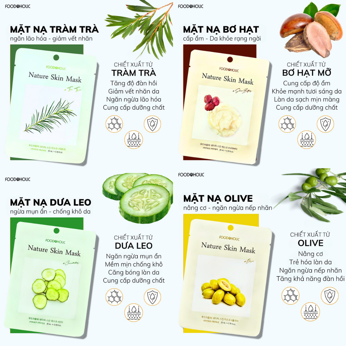 Foodaholic Korean Nature Skin Mask 23g/Piece | Shopee Malaysia