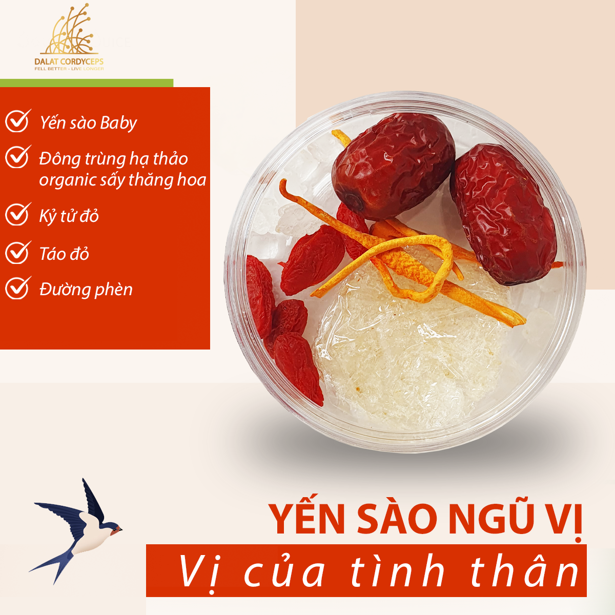Five-spice bird's nest - baby bird's nest, Cordyceps, red apple, goji ...