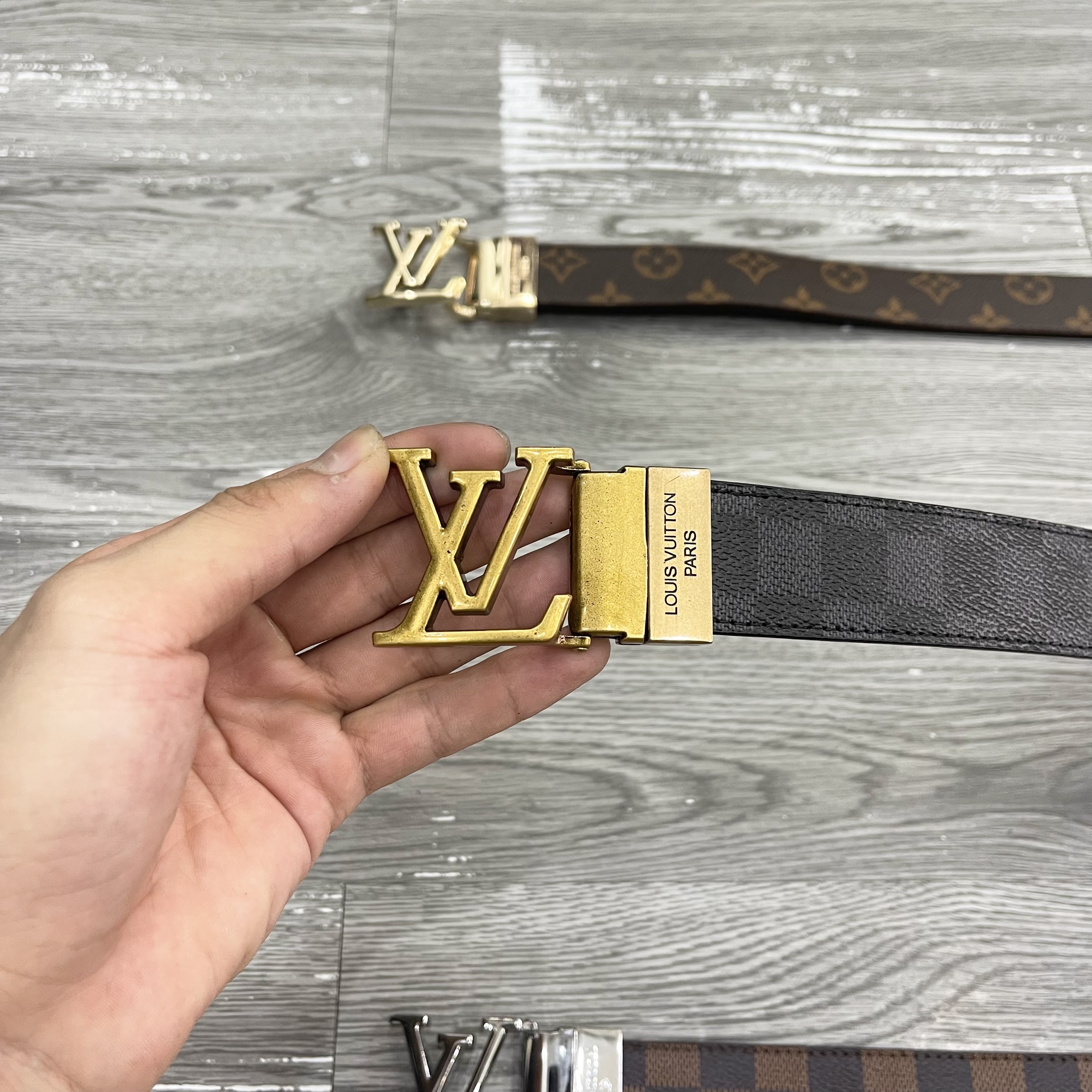 Eo Vi men's leather belt with Pu leather strap embossed with monogram ...