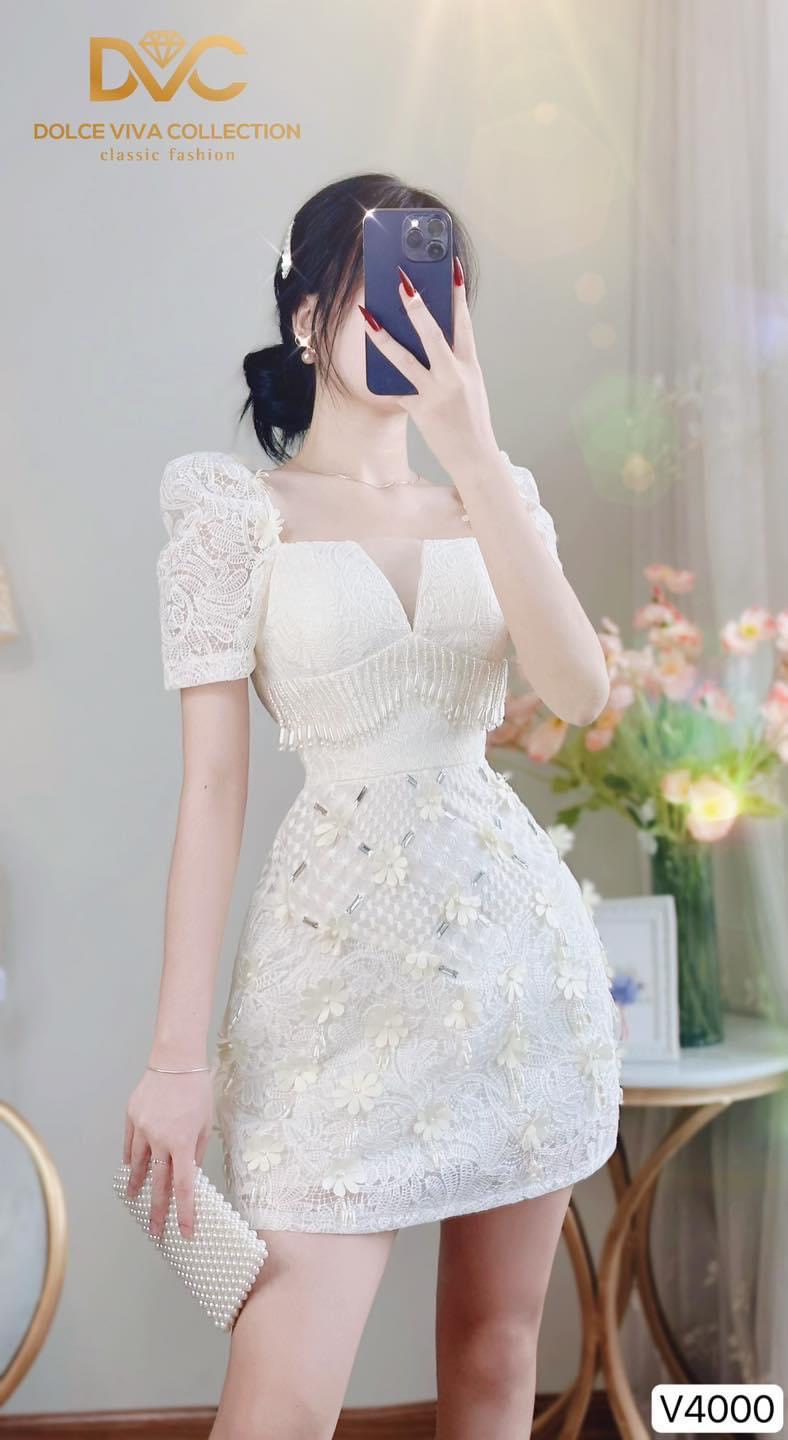V4000 Luxurious lace dress with stone flower shape [Dolce Viva ...