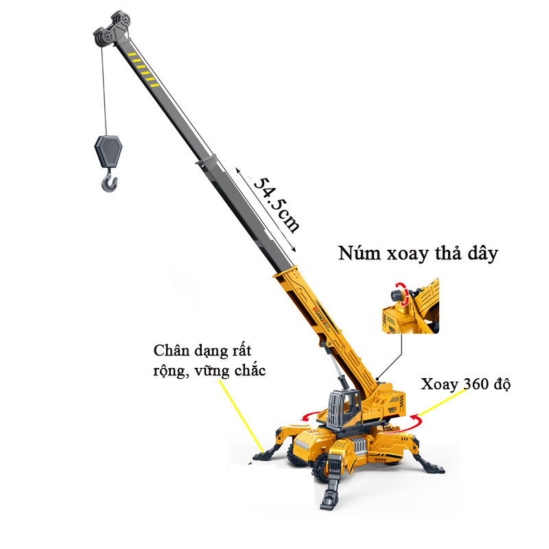 Lifting crane toy with 55cm long rod stand and hook to lift objects ...