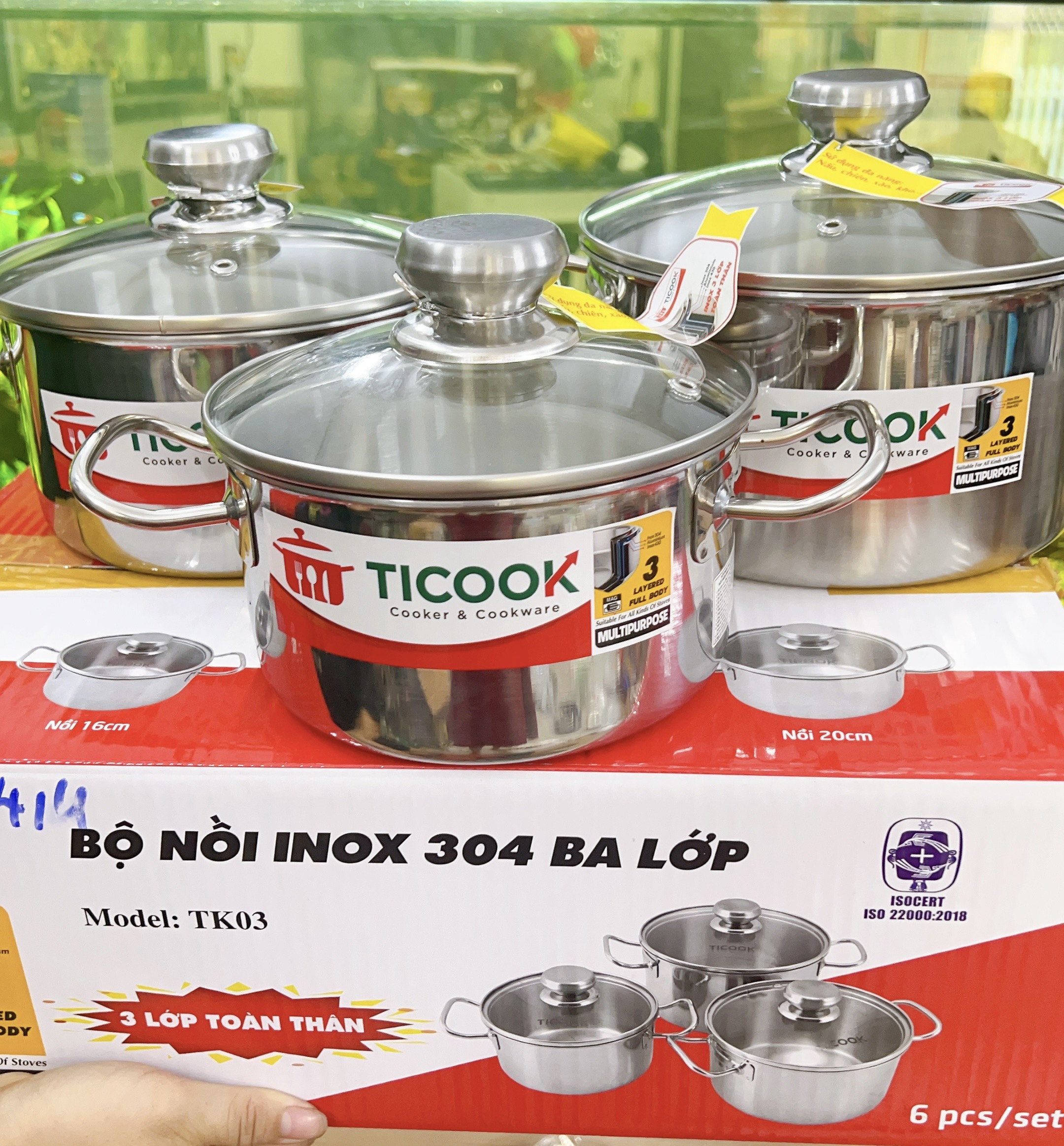 Ticook full body 3-layer 304 stainless steel pot set _ set of 3 ...