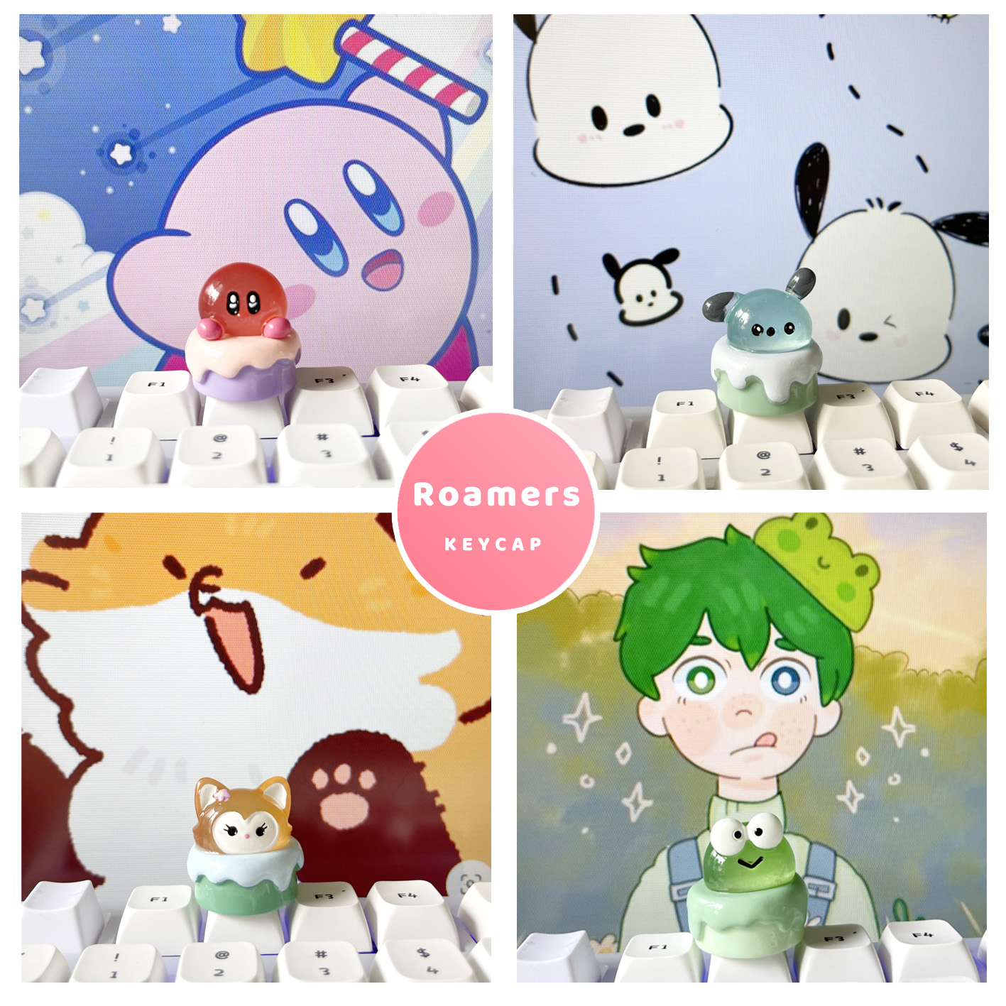 Pbt Keycap Sanrio & Disney Super Rare Pink Bear Kuromi Kitty Keroppi ...