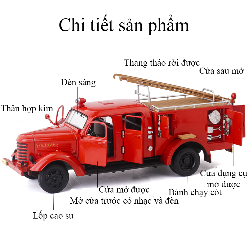 Kavy fire truck model made of monolithic alloy with music and wind-up ...