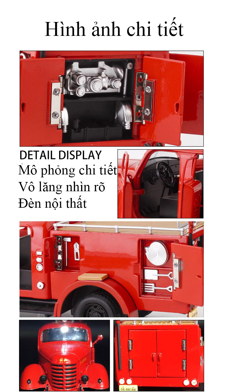 Kavy fire truck model made of monolithic alloy with music and wind-up ...