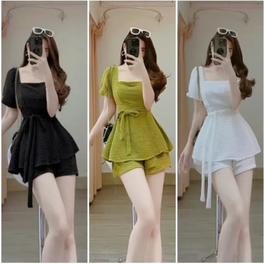 Big size lady's outfit Set with bow tie and waist for chuppy girls 58-95kg-SET52 | Shopee Malaysia