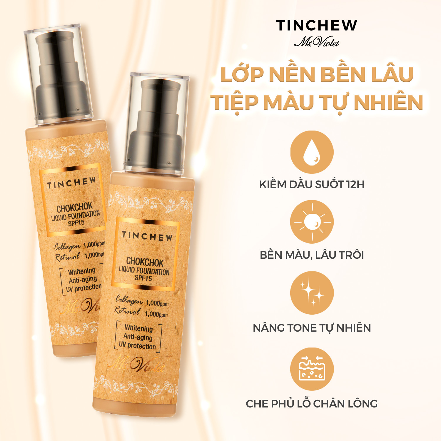 Korean Premium Liquid Foundation Tinchew ChokChok Liquid Foam Long ...