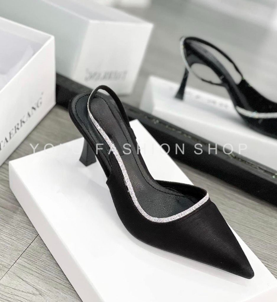 High Heels With Pointed Toe 7Cm And Sparkling Rhinestones Edge-TG9 ...