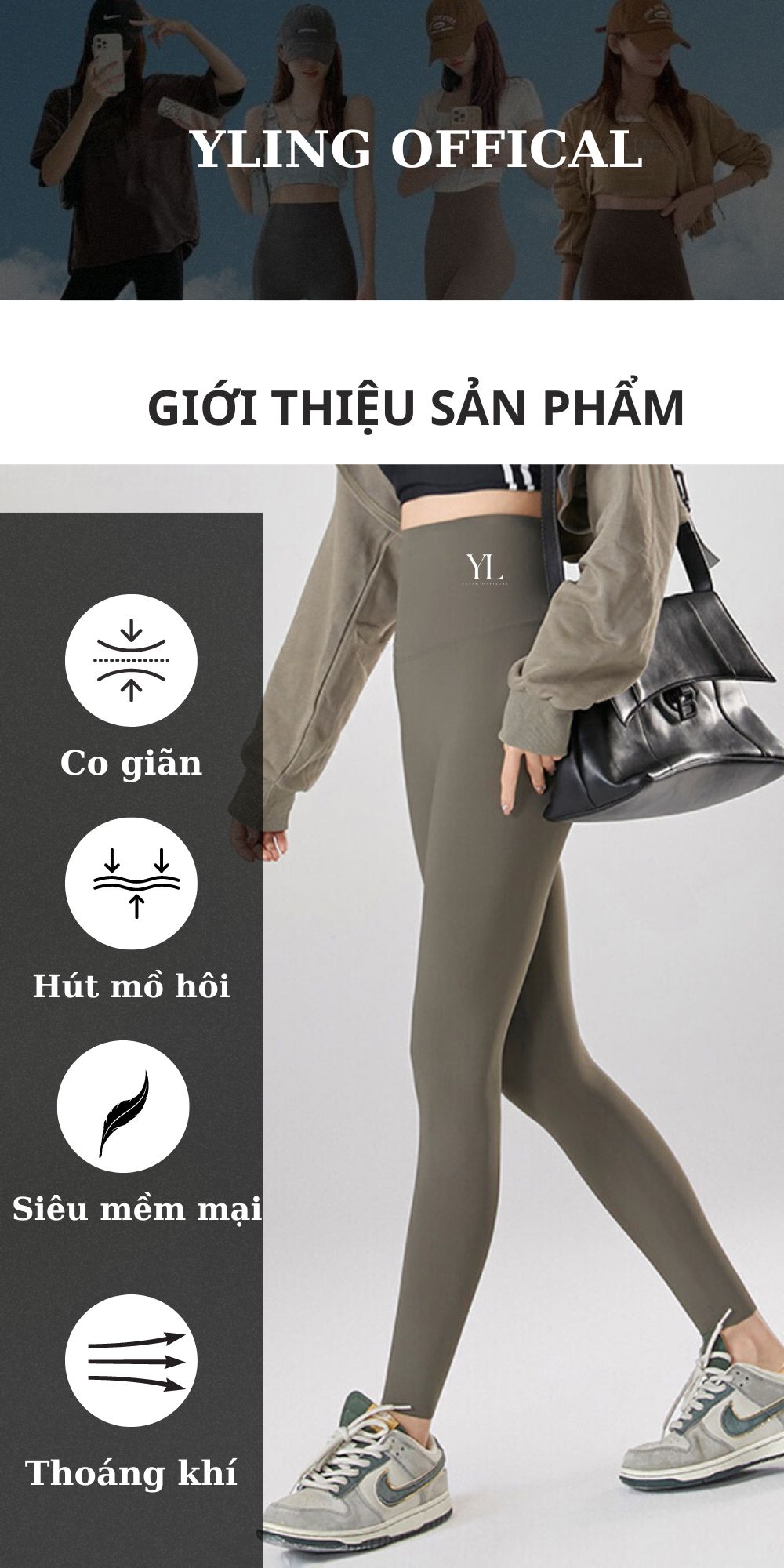 Yling molded rubber waistband women's leggings with butt lift and ...