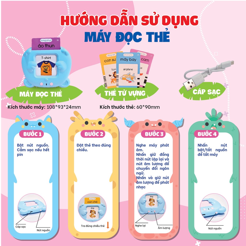 Smart card reader for children, with reading cards - Early educational ...