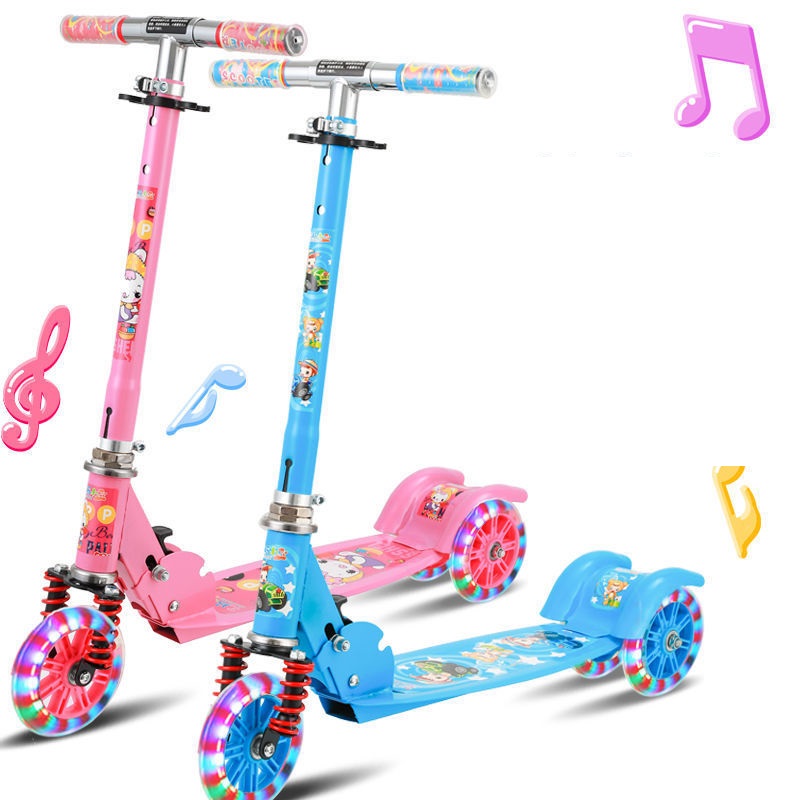 Permanent Glowing 3-Wheel Steel Frame Scooter with Bell, Foldable ...