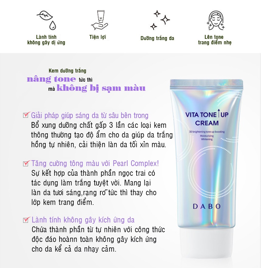Dabo Vita 3D tone up skin whitening cream, Korean instant skin tone ...
