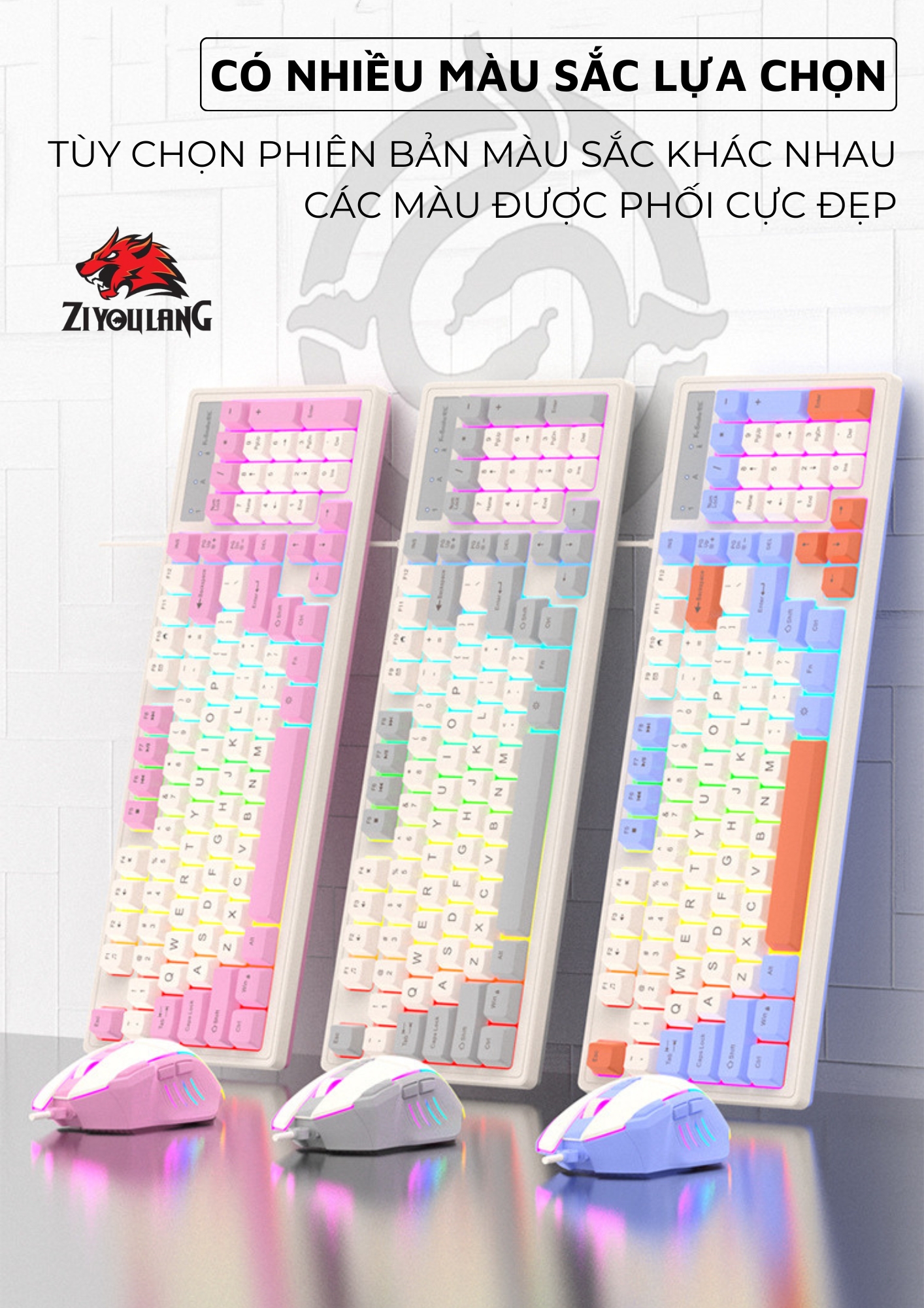 Ziyoulang Km800 LED PRO Premium Gaming Mechanical Keyboard Set, Soft ...