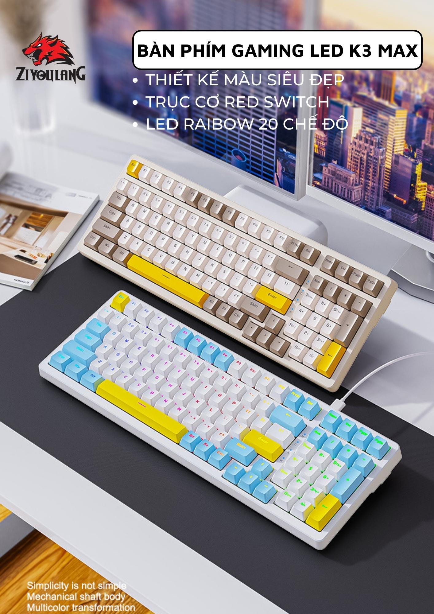 Ziyoulang K3 Max LED Mechanical Gaming Keyboard Red Switch Mechanical ...