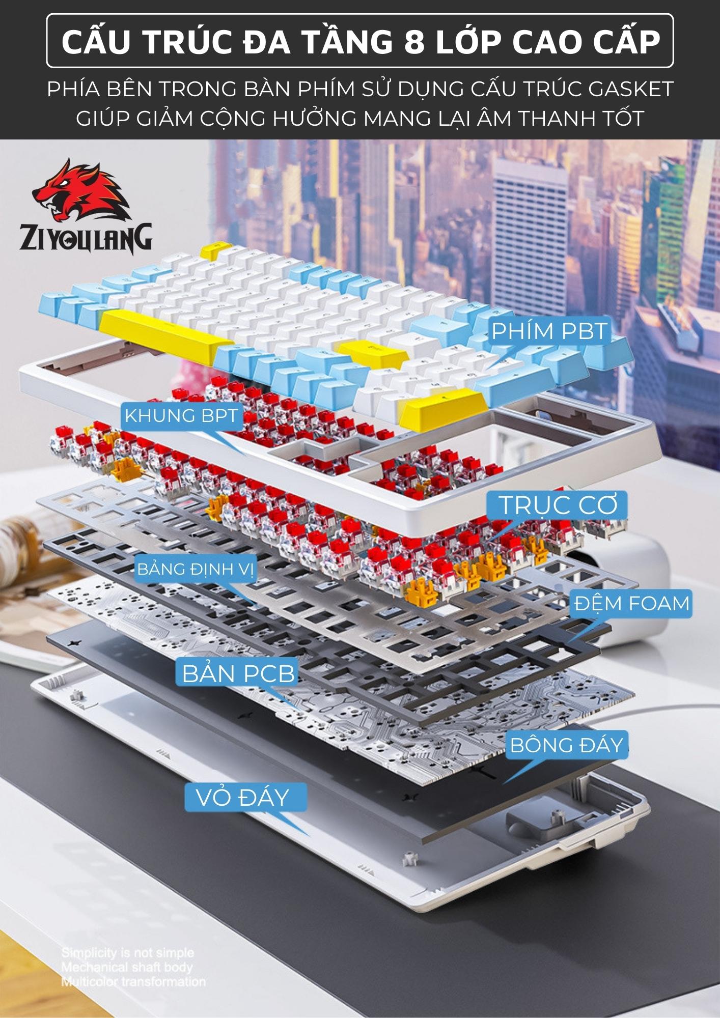 Ziyoulang K3 Max LED Mechanical Gaming Keyboard Red Switch Mechanical ...