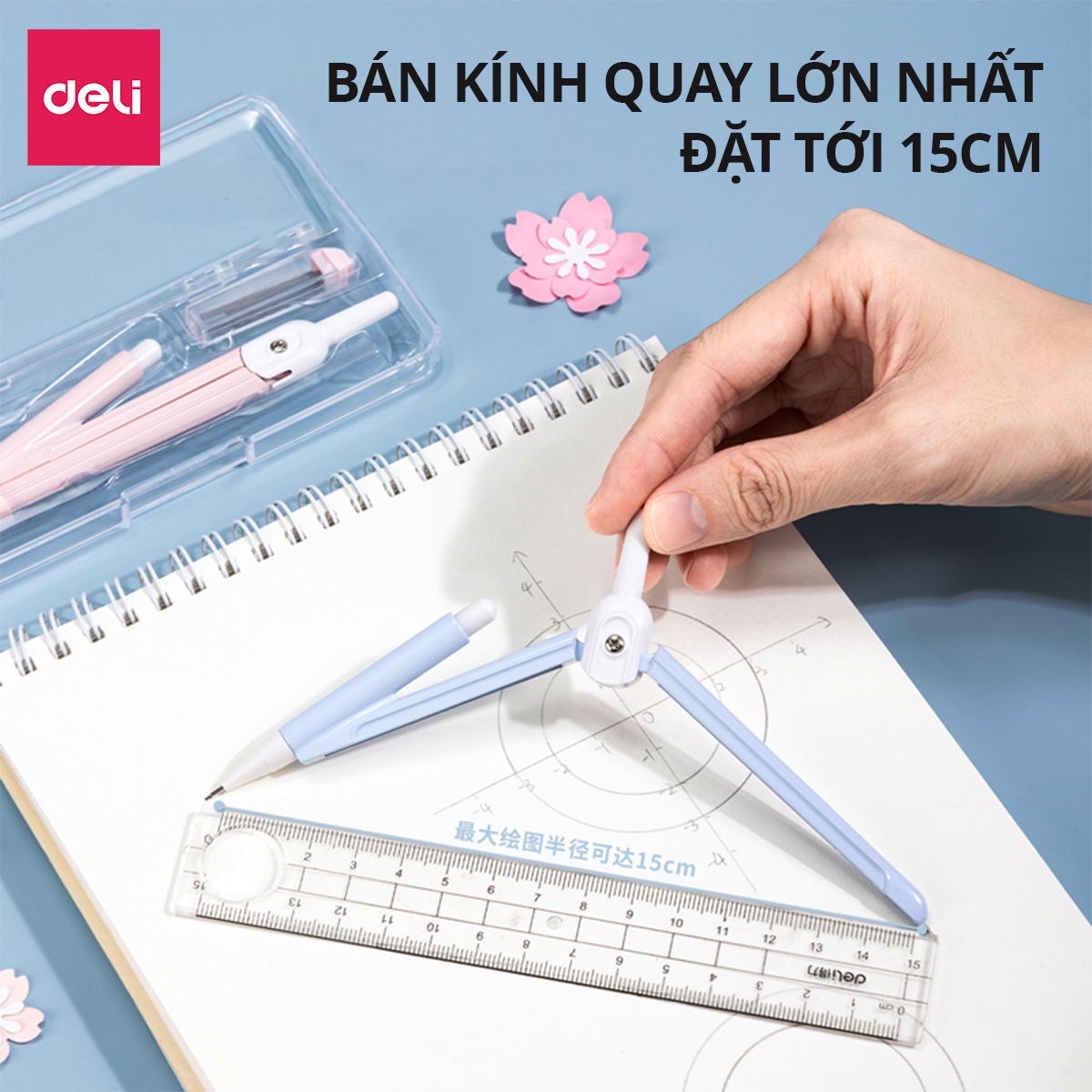 Lovely Deli Pastel Color 2B Student Pencil Compa Set - Includes Pencil ...