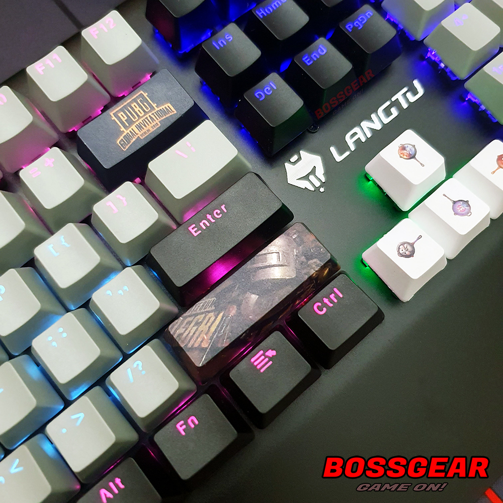 Langtu K1000 Mechanical Keyboard PUBG Black Gray, Blue Switch, Rotary Knob, RGB Border LED. 3 ...