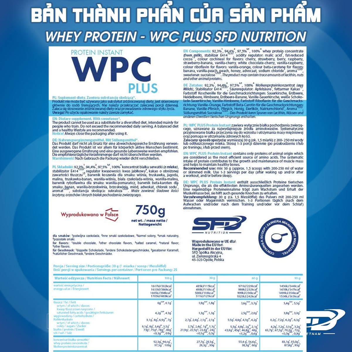 Whey PROTEIN WPC PLUS PROTEIN INSTANT SFD Nutrition - Nutritional powder to support muscle ...