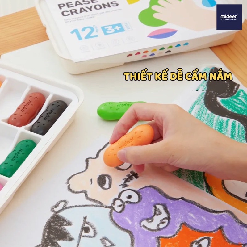 Bean-shaped Coloring Crayons Safe and Easy to Clean - Mideer Pease Crayons | Shopee Malaysia