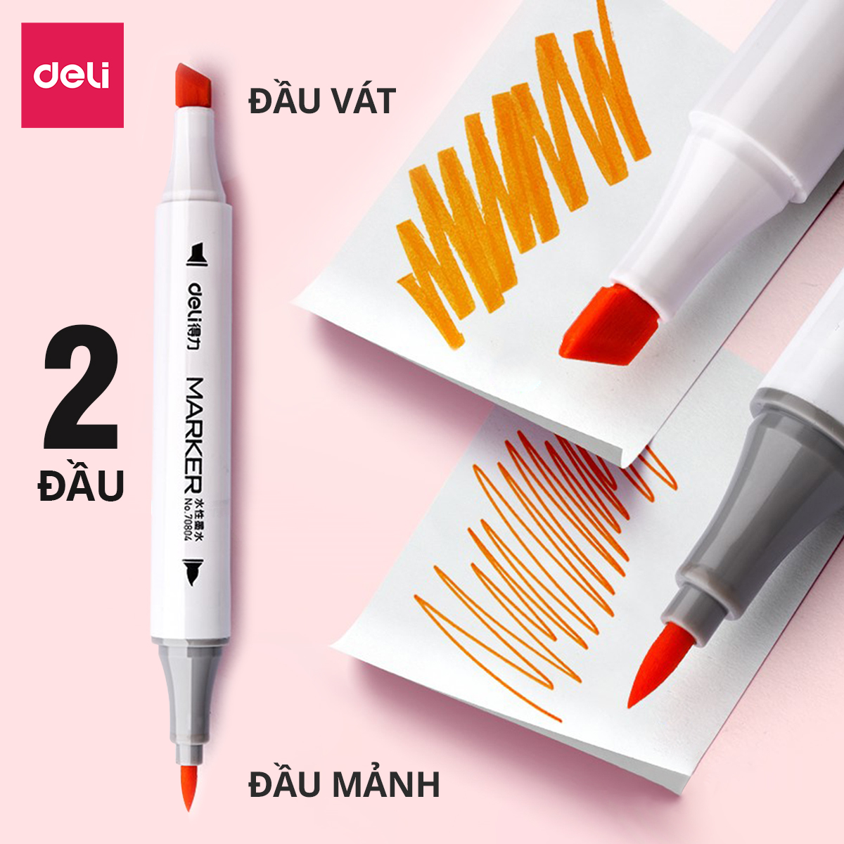 Deli Box Double-Headed White Marker Pens - 12/24/36/48/60 Bright Colors ...