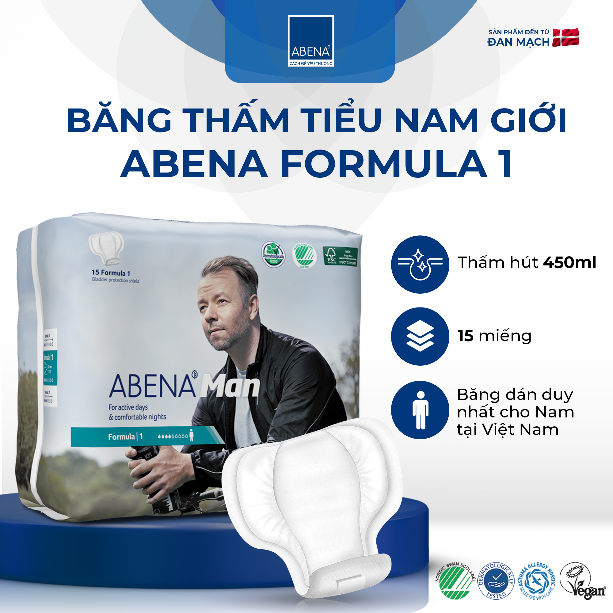 Abena Man Formula 1 men's sanitary napkins imported from Denmark (pack ...