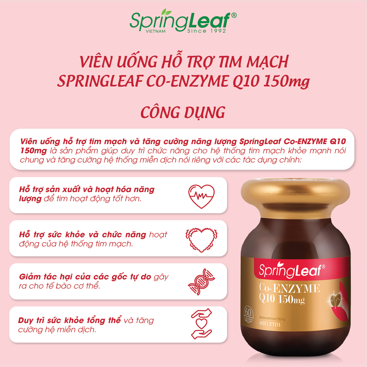 Co-enzyme Q10 150mg Spring Leaf heart supplement supports the heart and ...