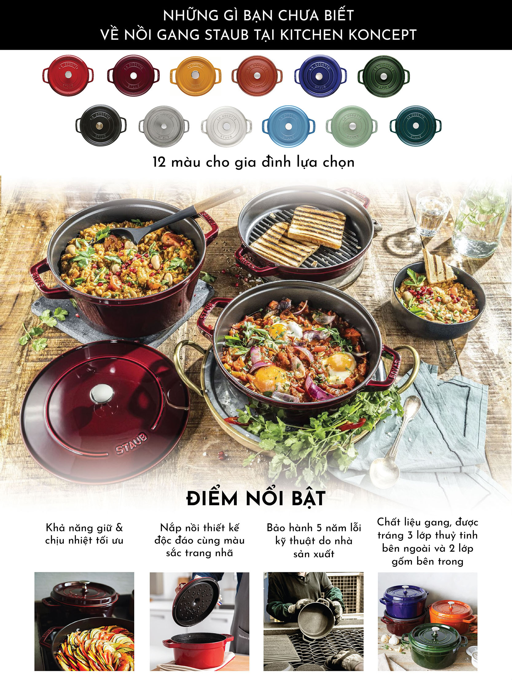 Staub - Luxury high-end round cast iron pot - 18cm (many colors ...
