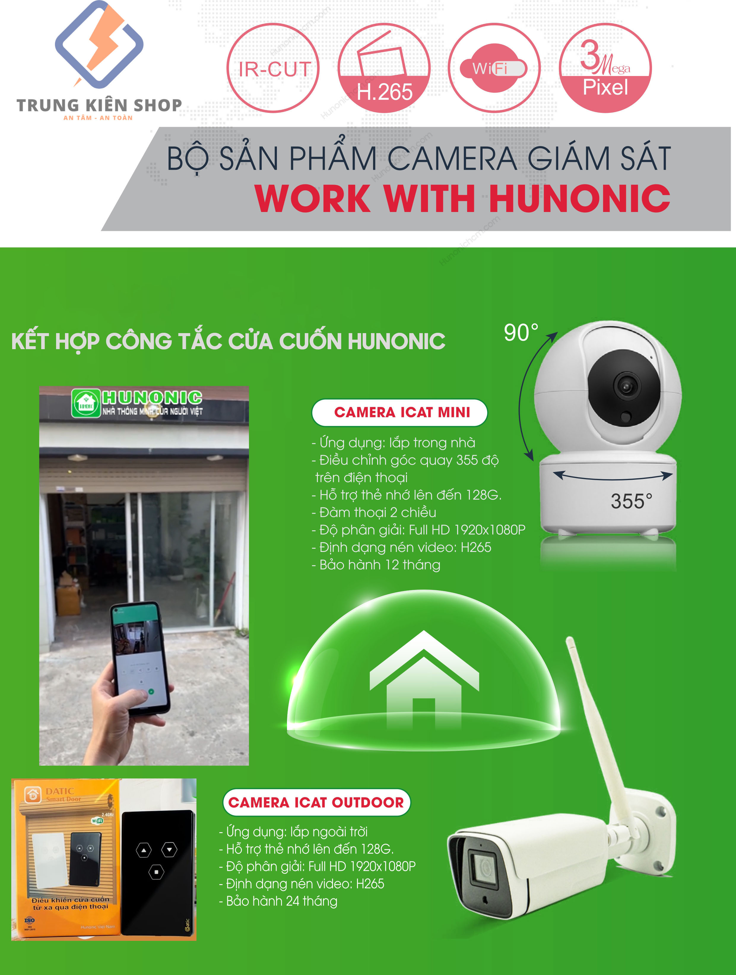 [Free Rotating base] Hunonic ICat Indoor Smart Wifi Camera connected to ...