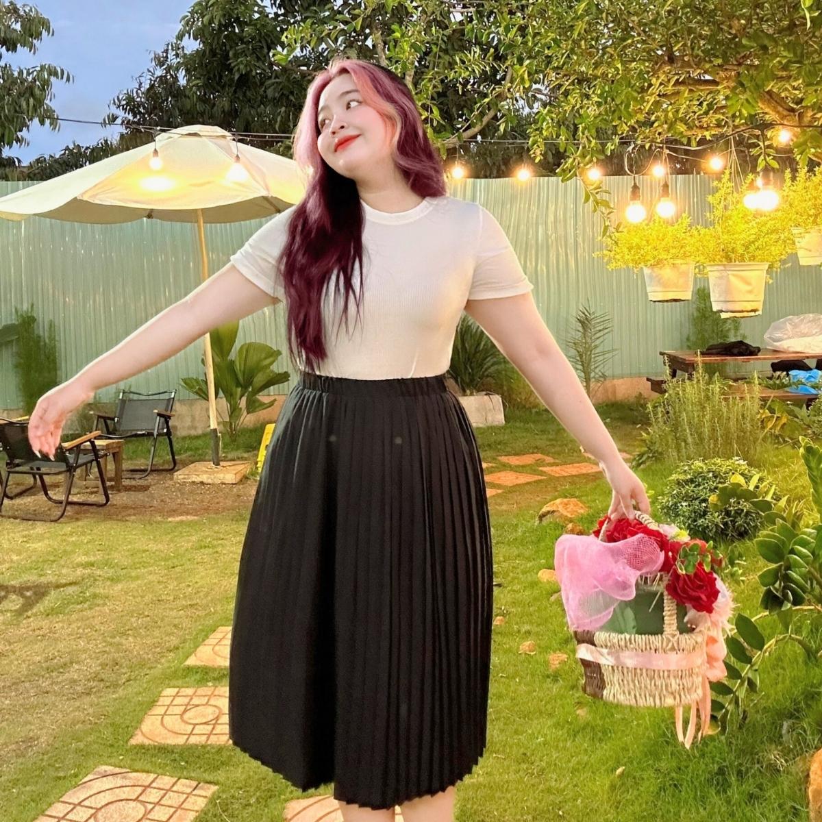 Women's big size ulzzang long skirt with flared shape, Korean style big ...
