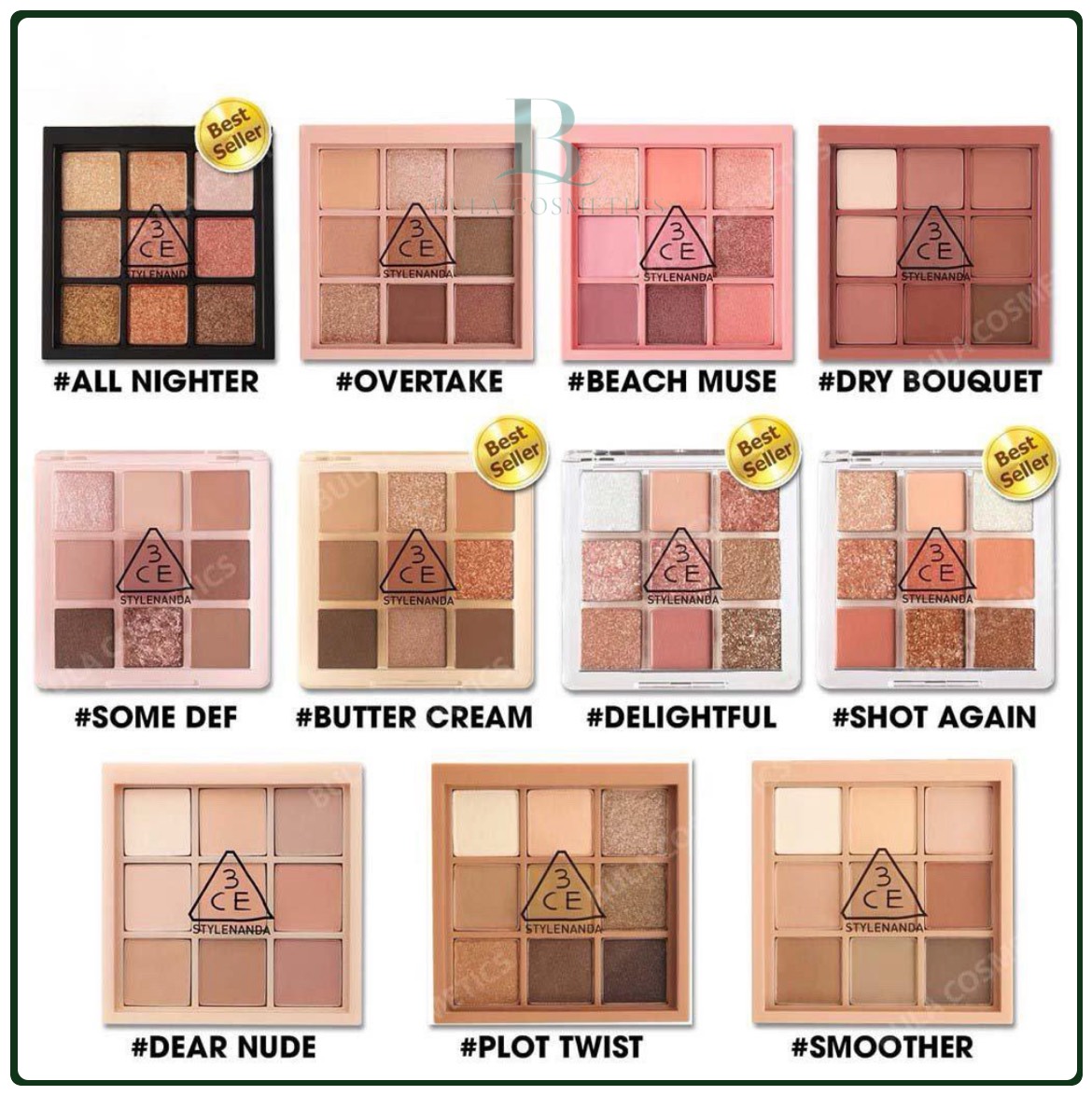 3ce Multi Eye Color Palette, Eyeshadow 9 Boxes with Shimmer 9.5g ...