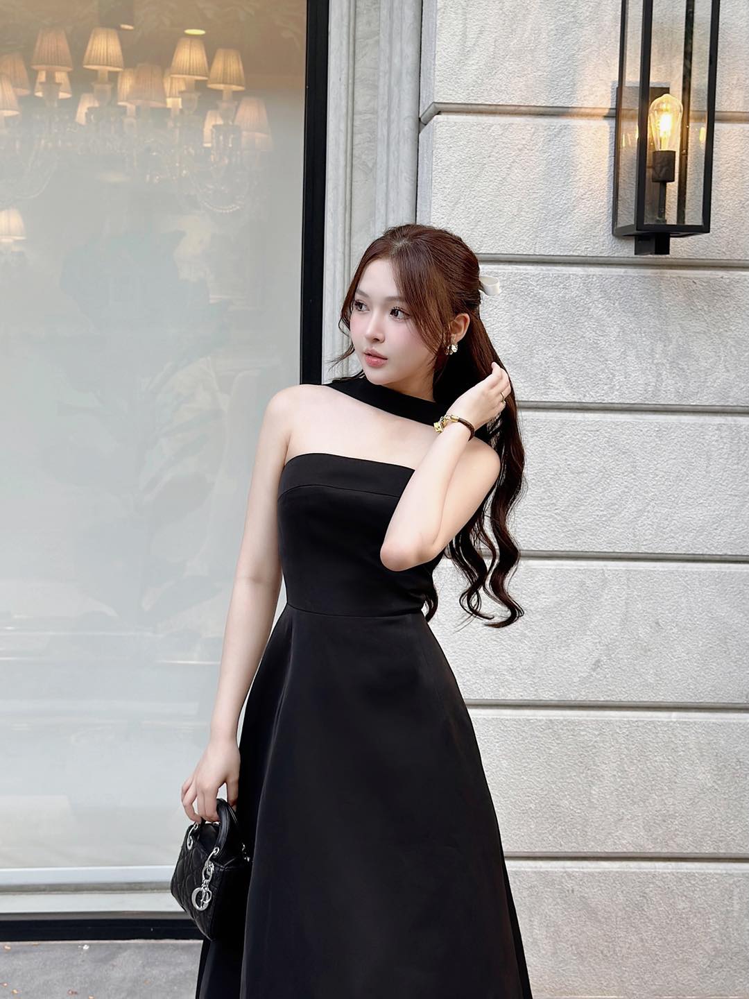 Cyn Dress with flared strapless party Dress with joker collar | Shopee ...