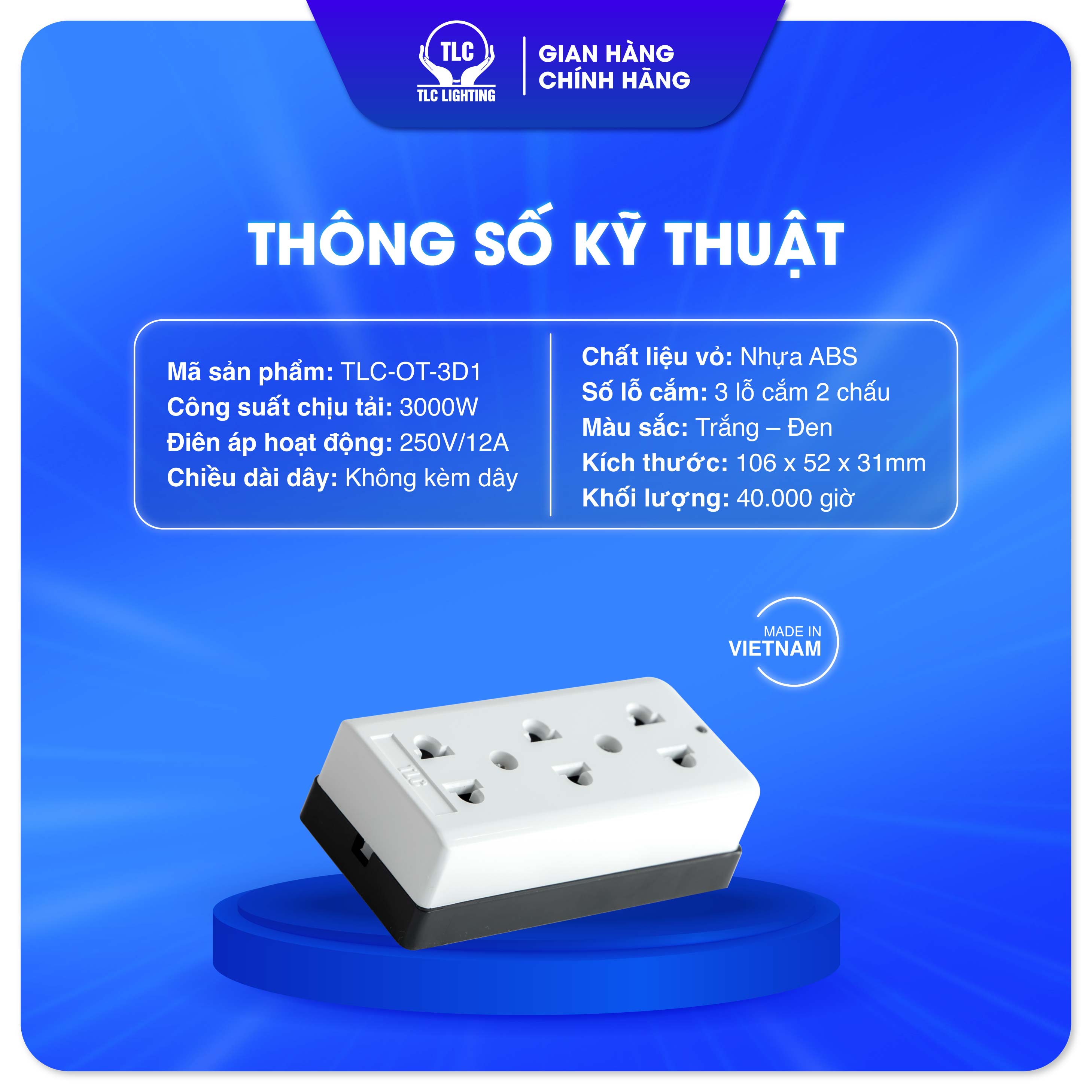 Tlc LIGHTING 3000W 3-door premium removable power outlet | Shopee Malaysia