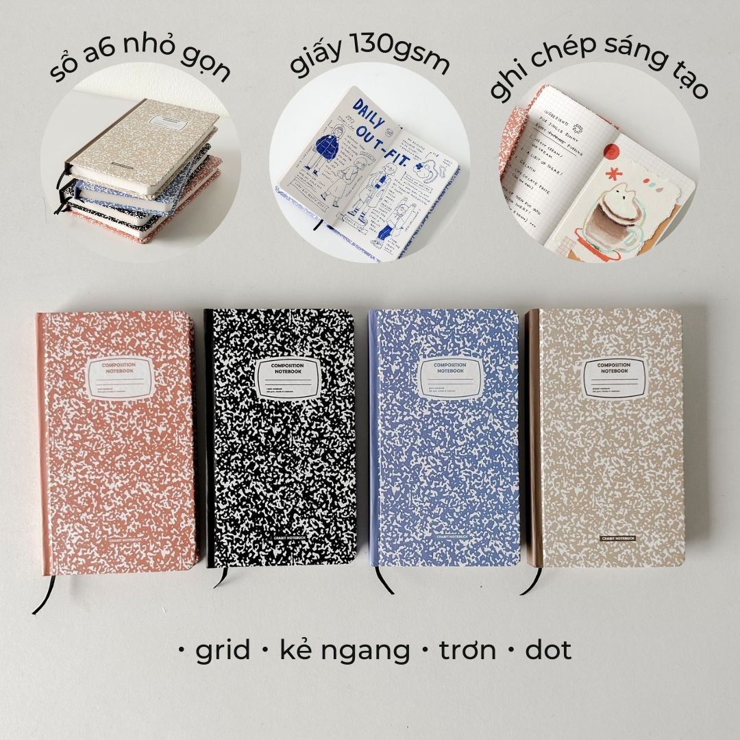 Notebook 200 300 500 square dot grid pages with free Crabit Composition ...