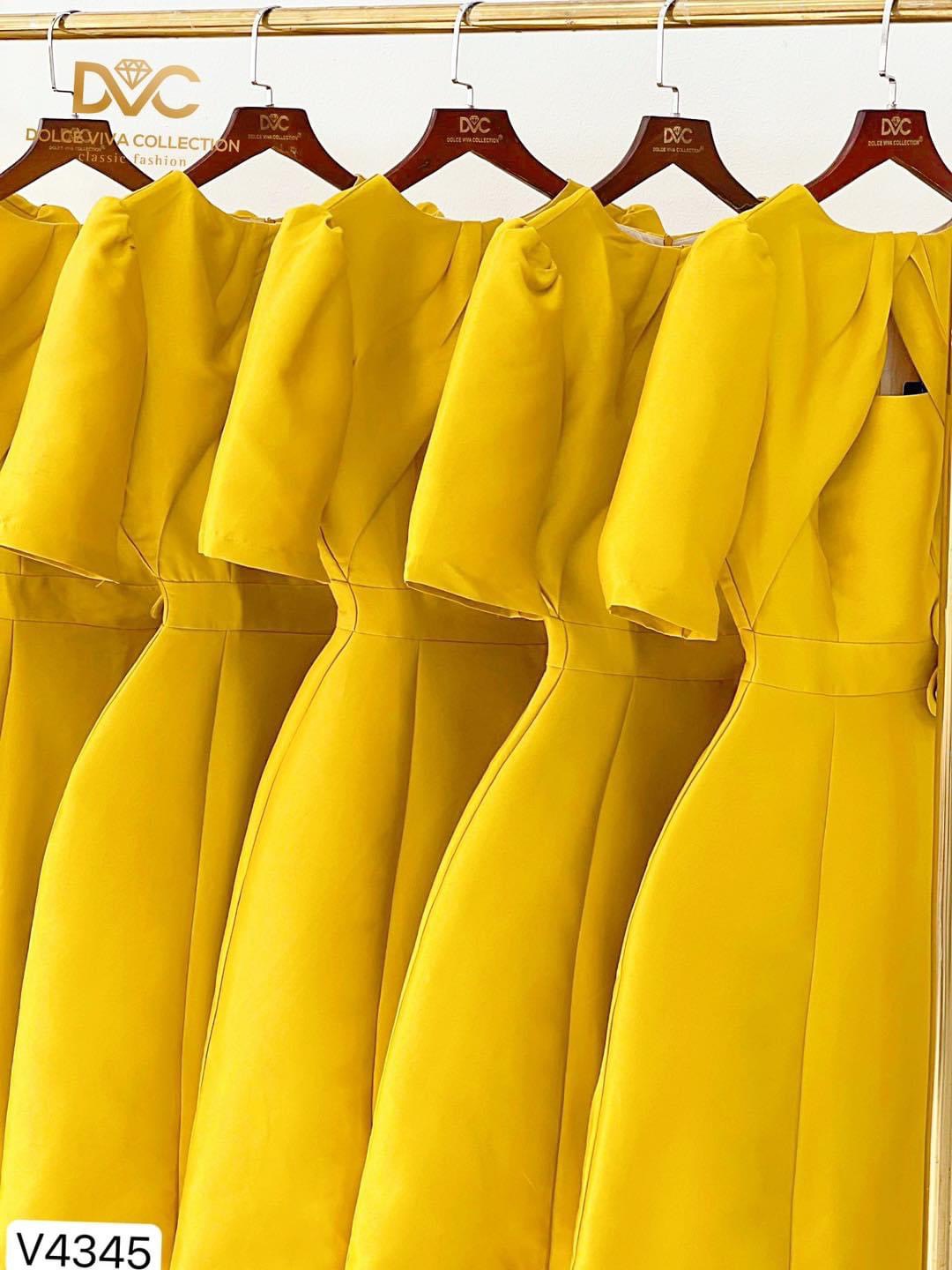 V4345 A yellow spread dress tafta party [Dolce Viva Colection (DVC ...