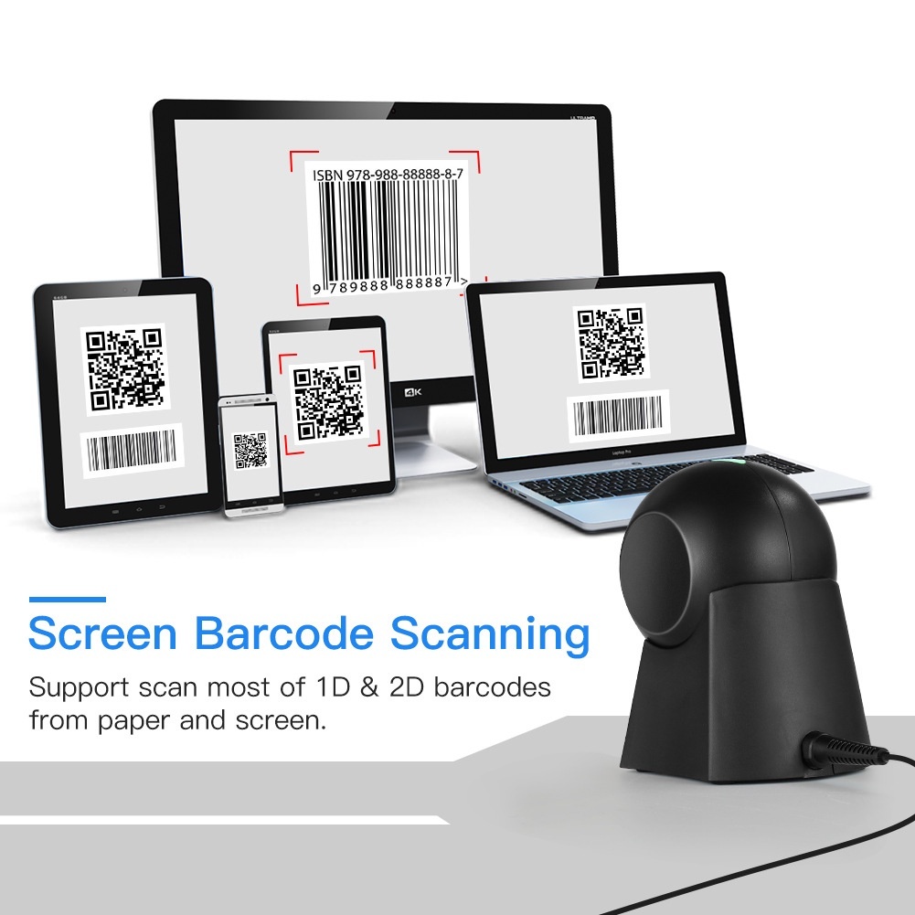 Corisu Pro super sensitive desktop barcode scanner, scans QR code and barcodes, many scanning ...