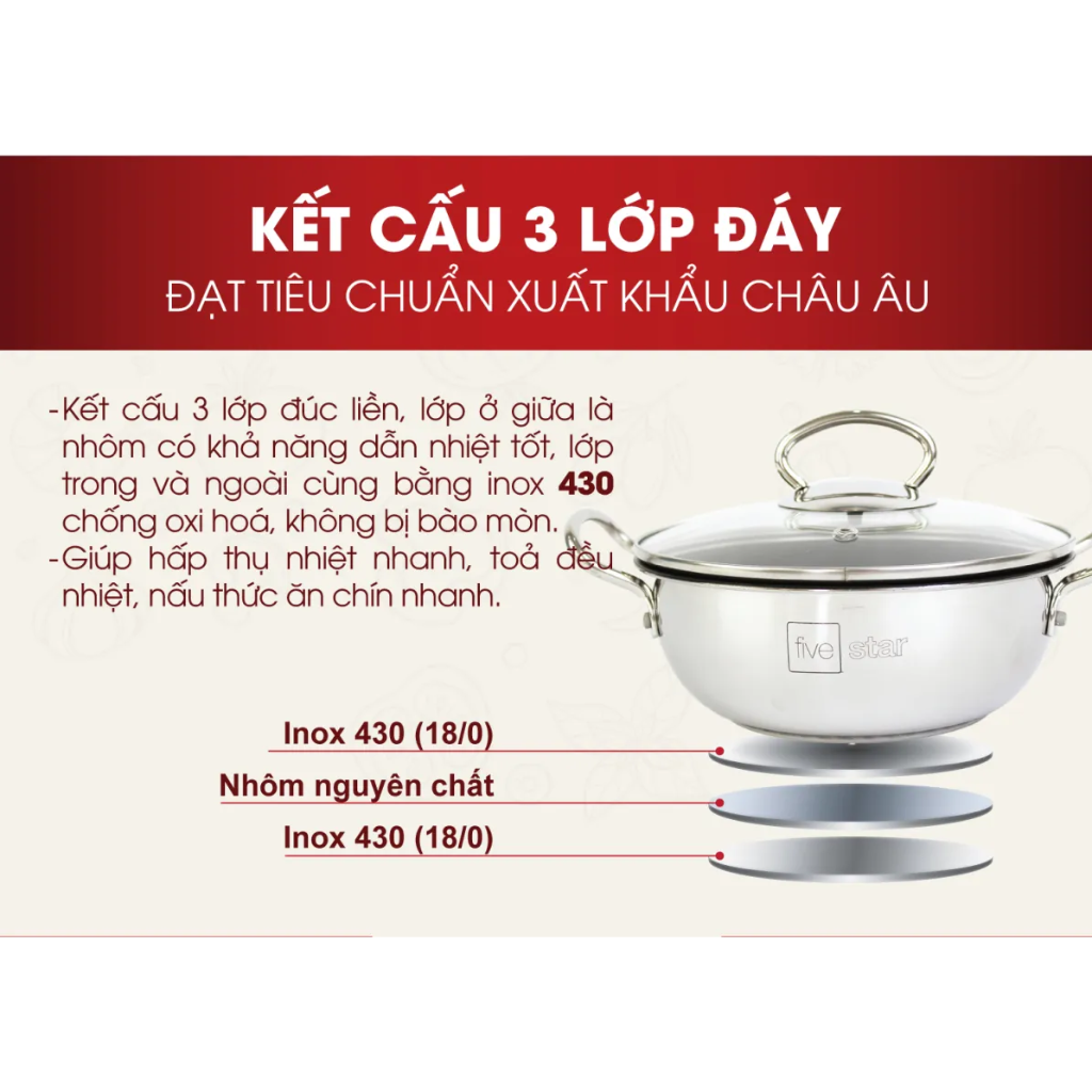 Fivestar Stainless Steel Steamer Hot Pot Set with 3 Bottoms from GHM ...