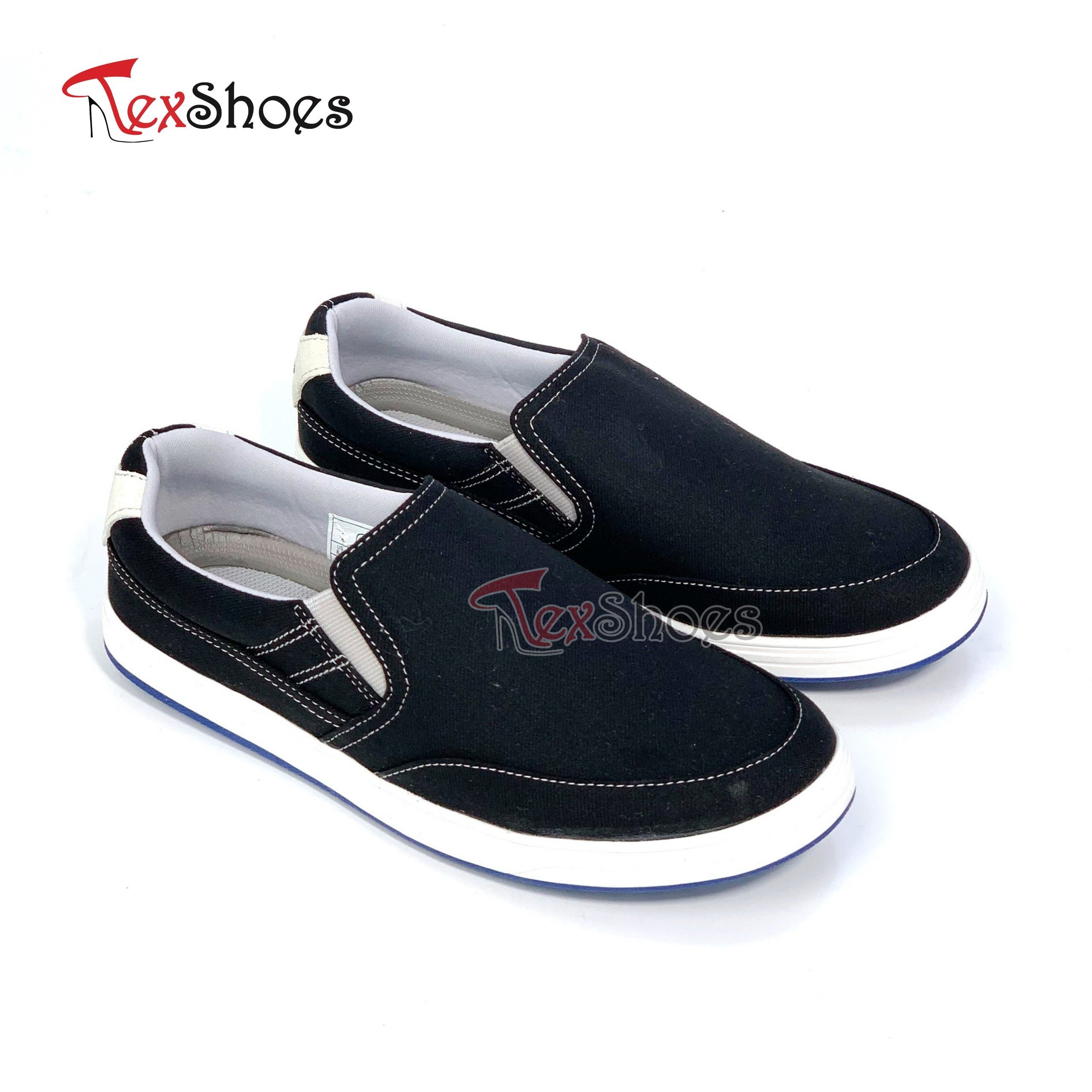 Men's canvas slip on SHOES with strong sporty shape and super soft blue ...