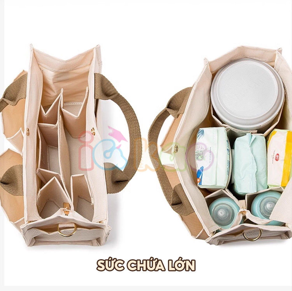 Large size fabric diaper bag with many diaper compartments, office ...