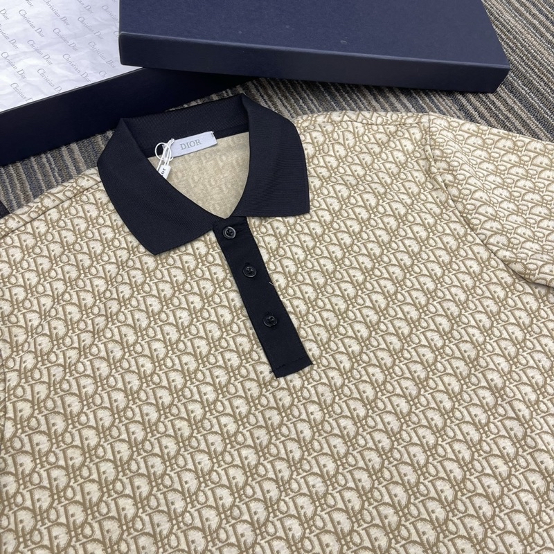 Men's CD polo shirt with cotton woven fabric with monogram pattern ...