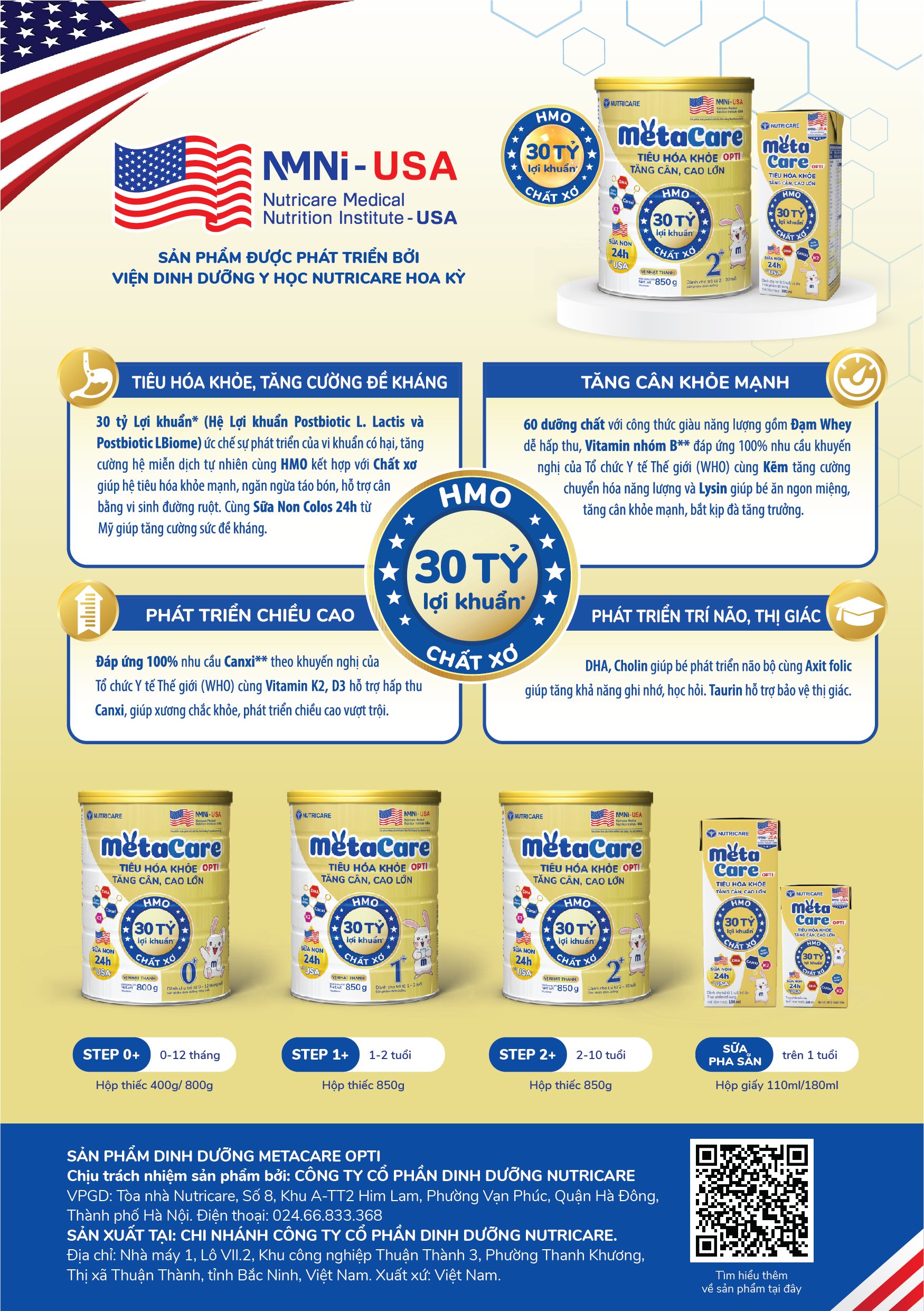 Nutricare MetaCare Opti 1+ powdered milk for healthy digestion, weight gain, and growth (850g ...