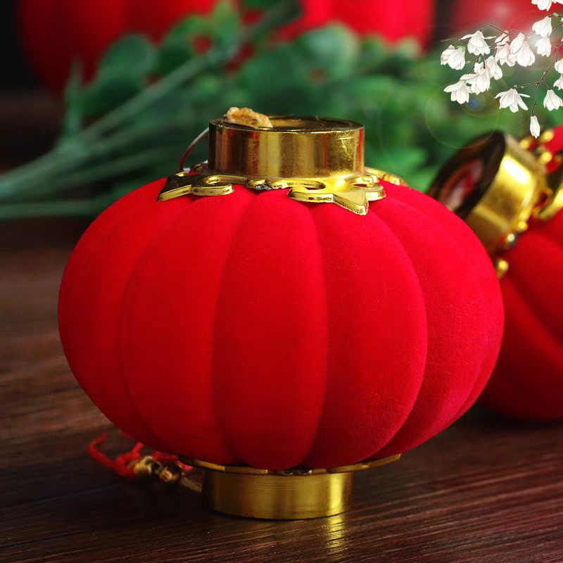 Set of 25 red plastic lanterns covered with velvet fabric for ...