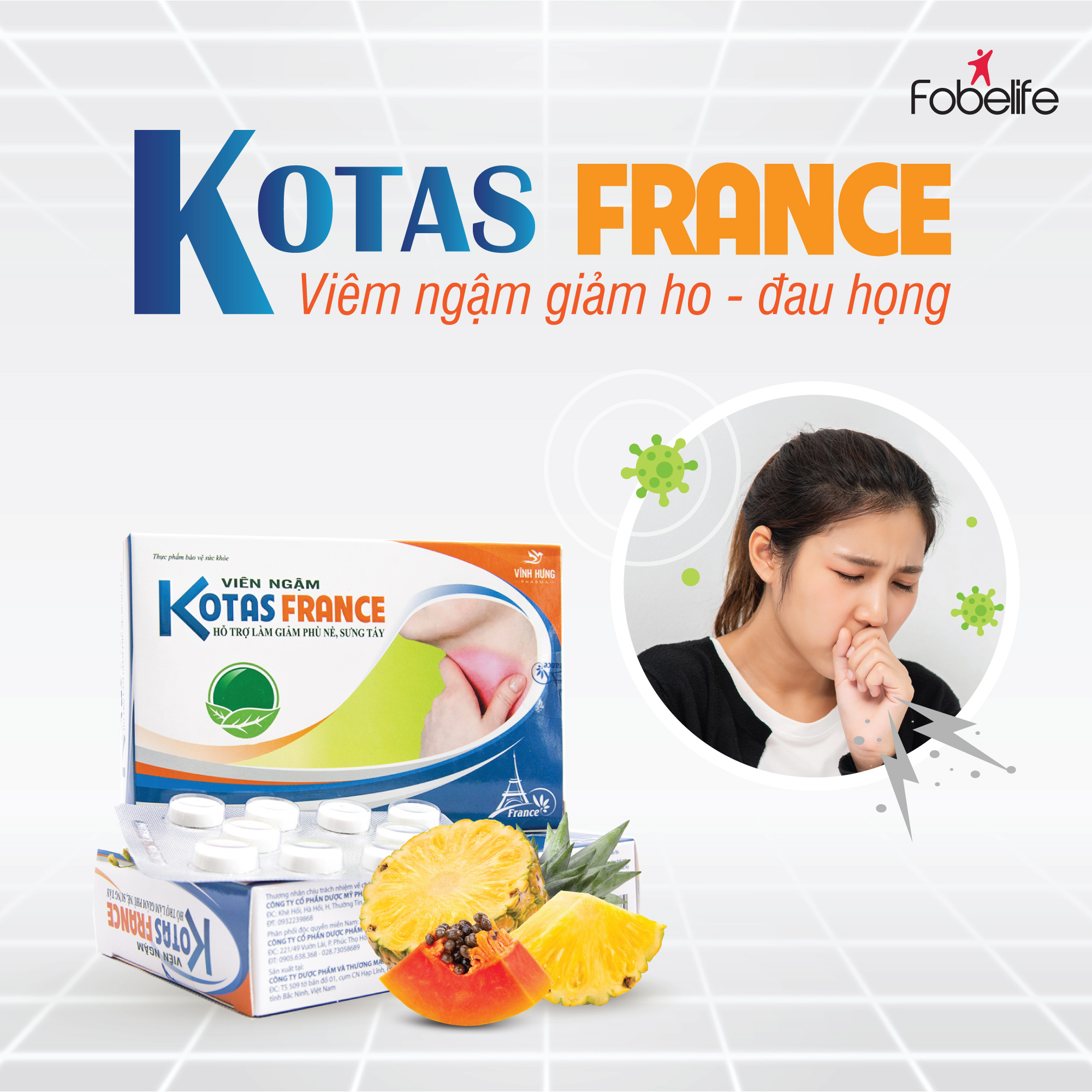 Kotas FOBE Lozenges Support Phlegmy Cough Relief, Sore Throat Relief - Box of 20 Tablets ...