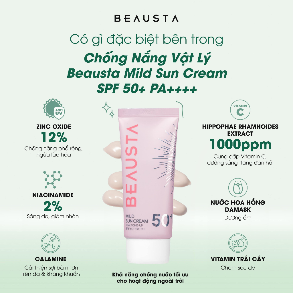 Beausta Fresh Sun Gel Waterproof/Pink Up SPF 50+/PA++++ 50g Tube ...