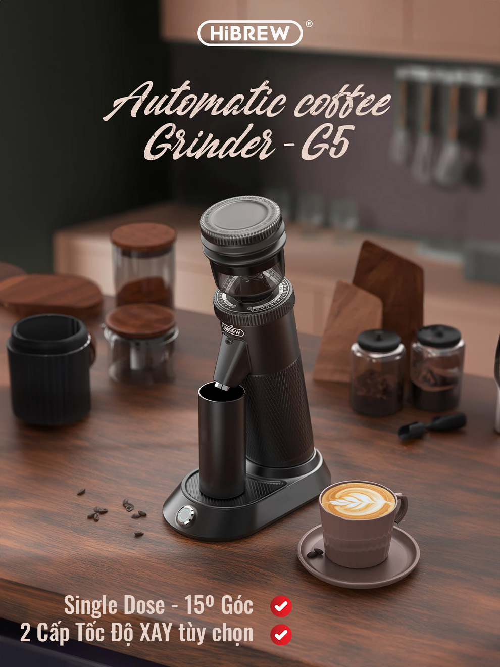 High-end Single Dose HiBREW G5 coffee grinder, 36 levels of stepless ...