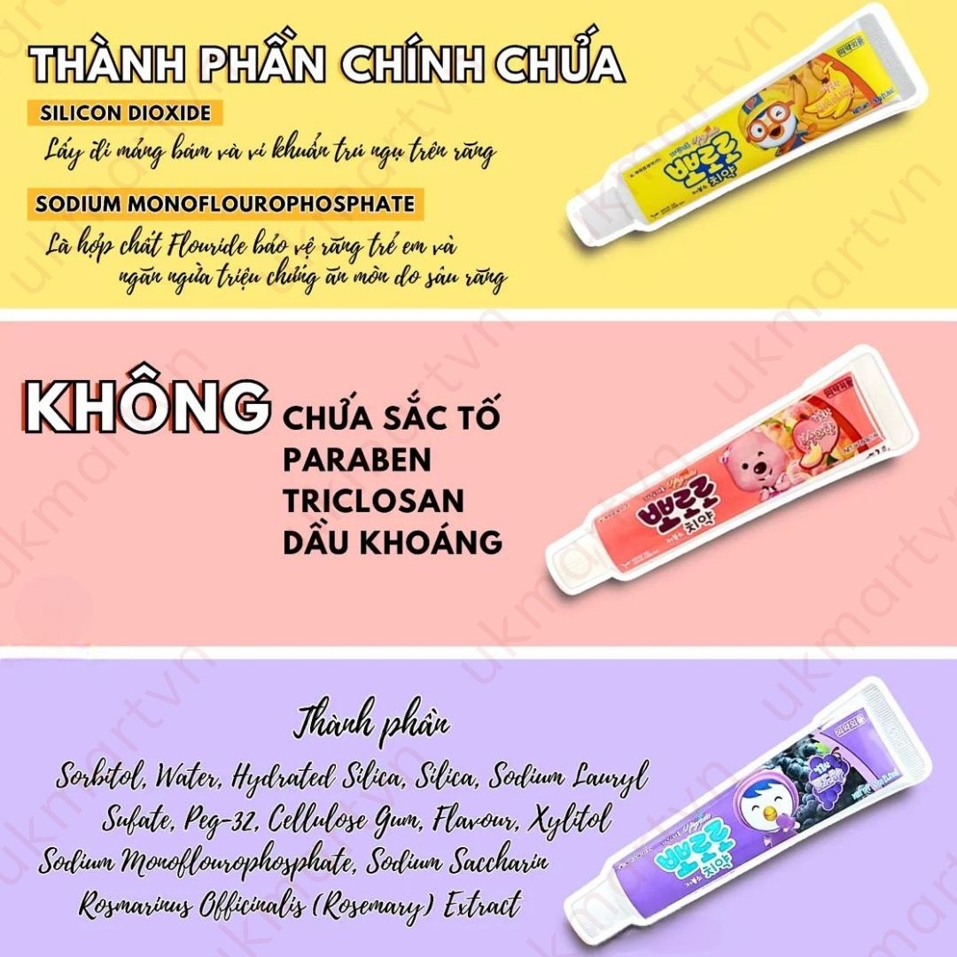 PORORO Toothpaste Children's Low Fluoride Toothpaste 50g - 70g | Shopee ...