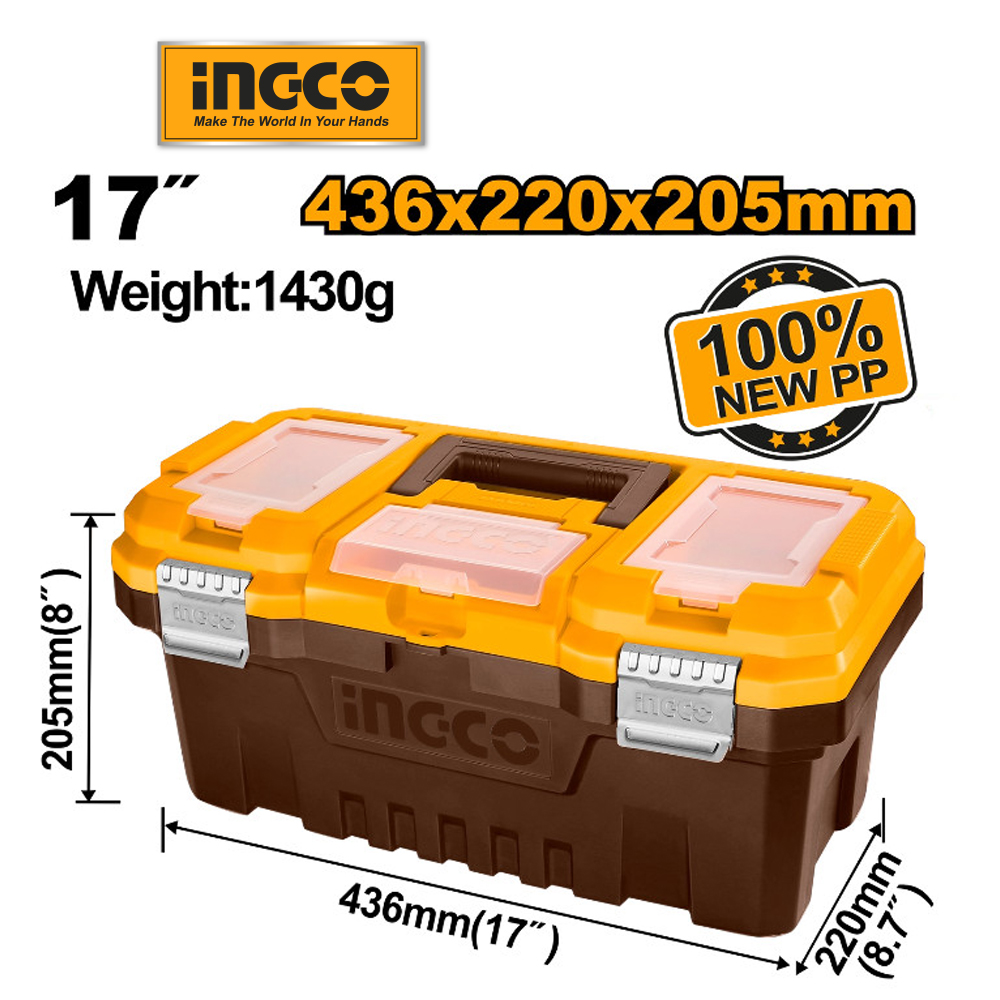 Ingco plastic tool box with metal lock PBX1702 17'' inch cheap price ...