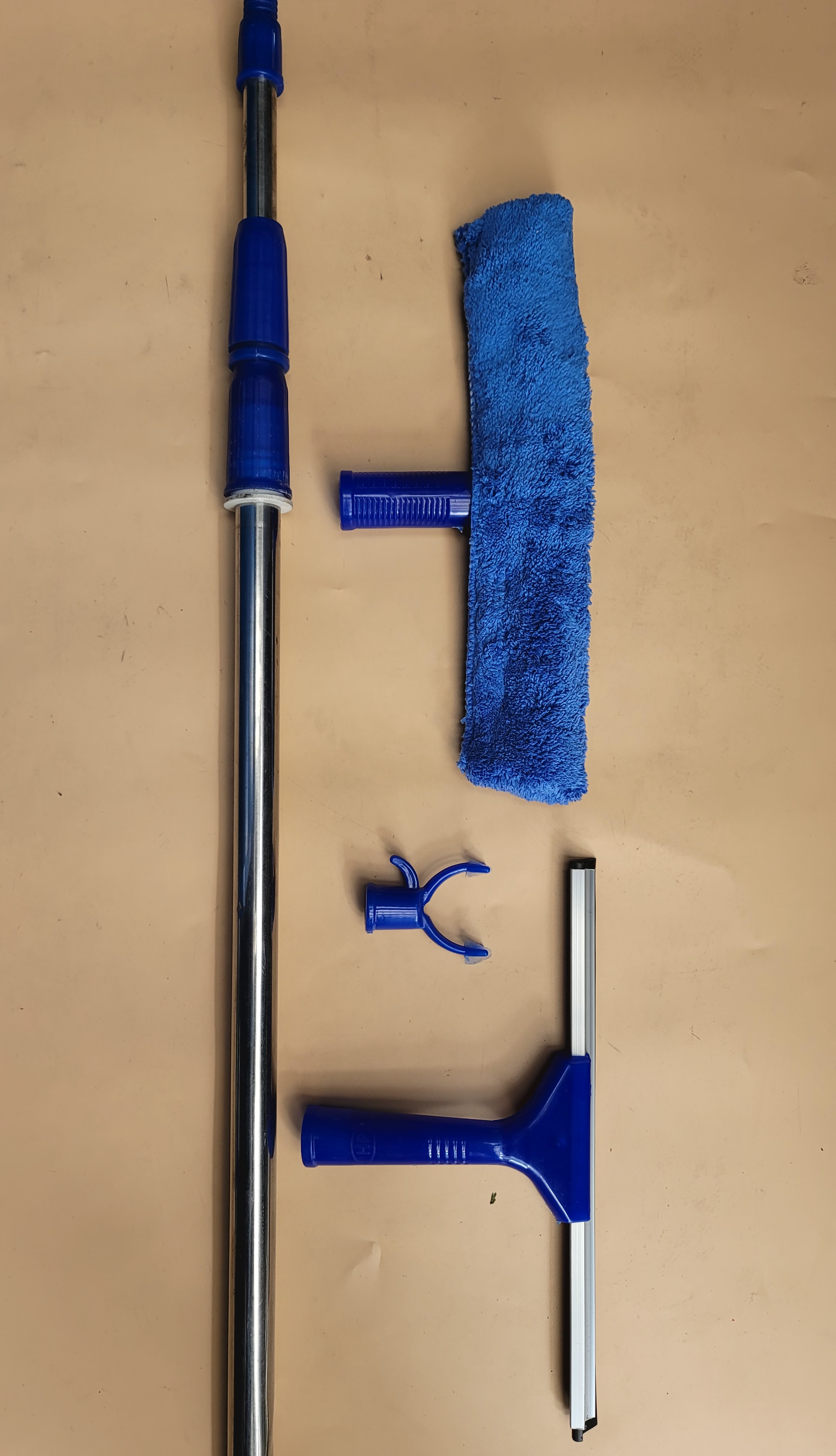 Glass cleaner and wiper set with dry cleaning cloth head, adjustable ...