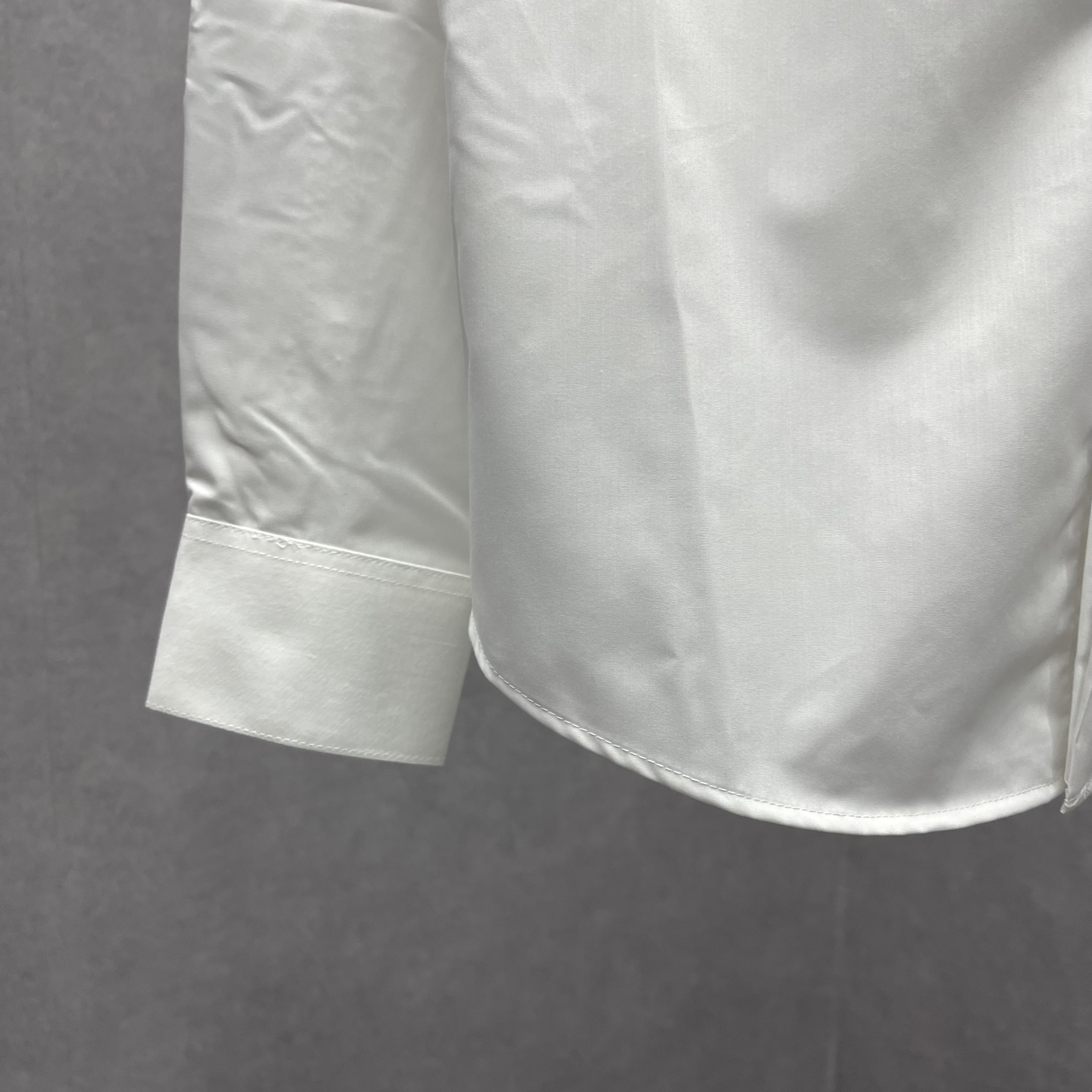 Men's long-sleeved white CD shirt in plain candle silk fabric ...